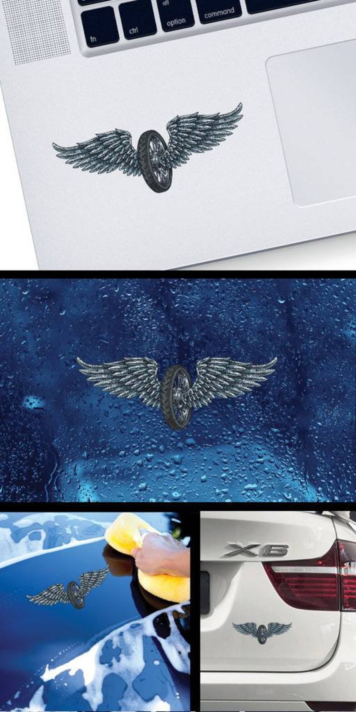 Decal Sticker Wheel With Wings Auto-moto Repair Decoration - Etsy