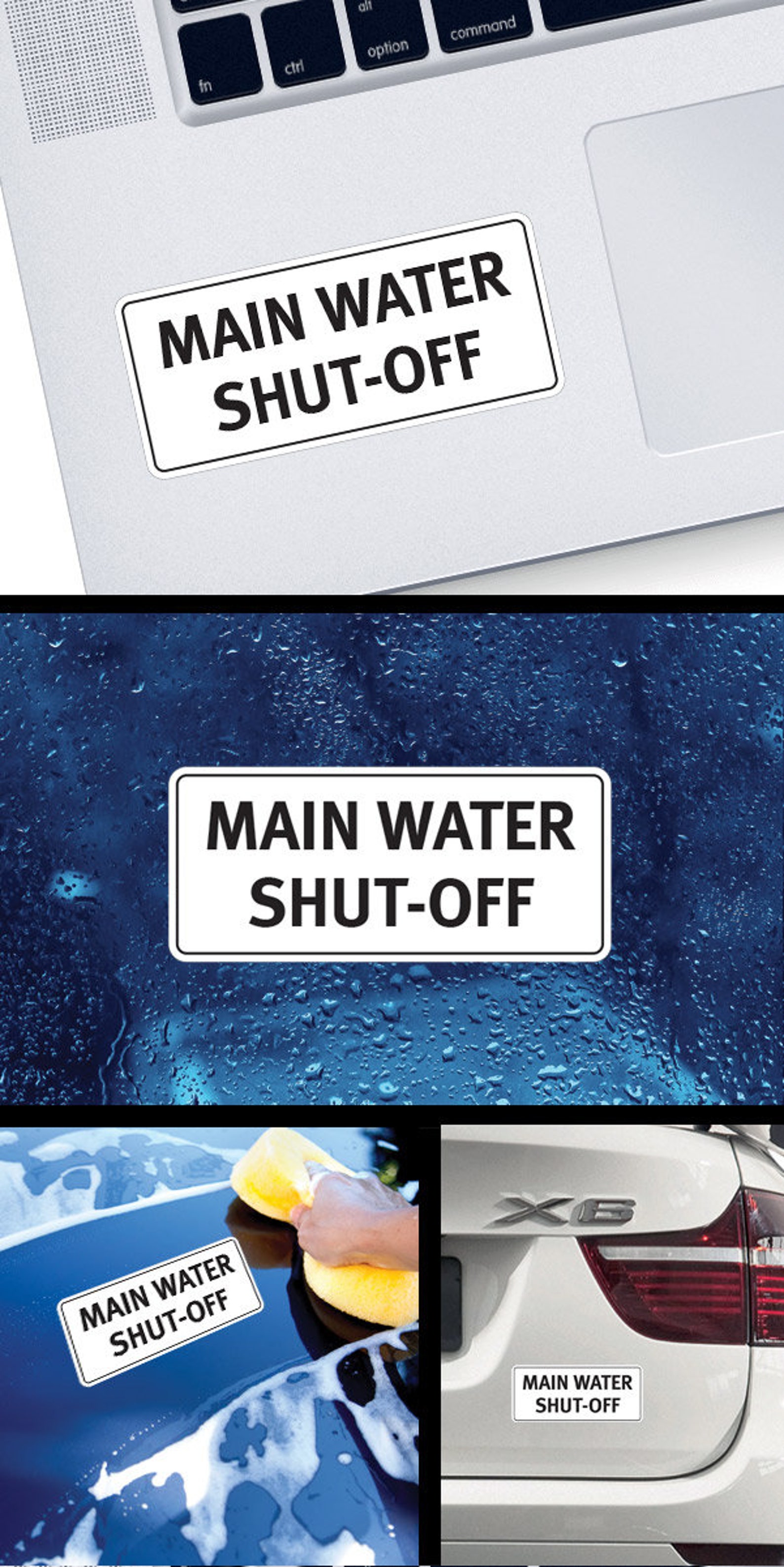 Decal Sticker Main Water Shut-off Quality Signage Clear Guidance Safety ...