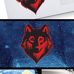 Decal Sticker Red Wolf Head Forest Helmet Decoration Room Racing Design ...