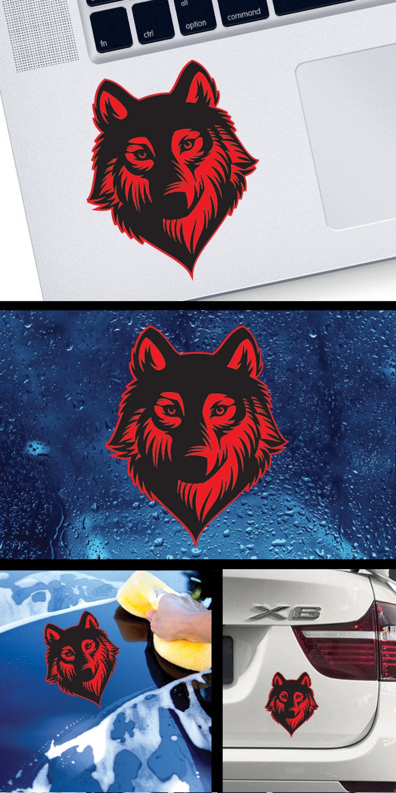 Decal Sticker Red Wolf Head Forest Helmet Decoration Room | Etsy