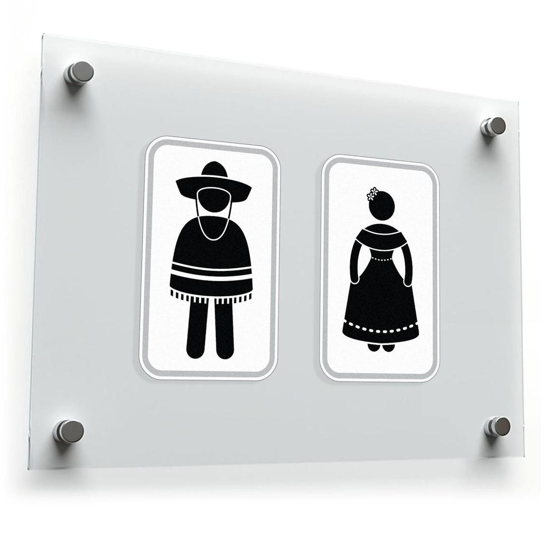 Decal Sticker Wc Restrooms Sign Mexico Man Woman Toilet Bathroom ...