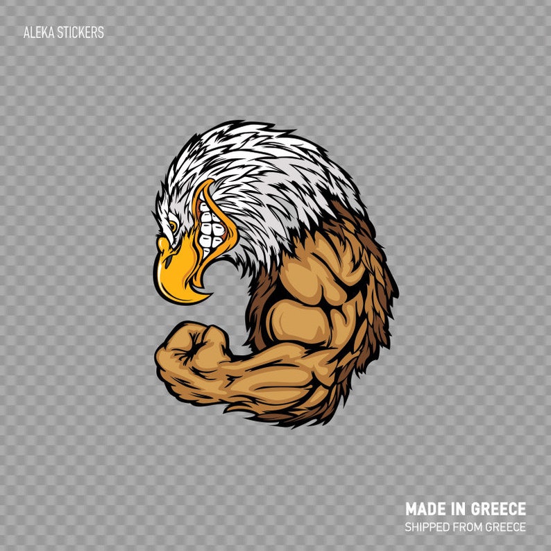 Decal Sticker Bald Eagle Bodybuilder America Force Freedom Military Gym ...