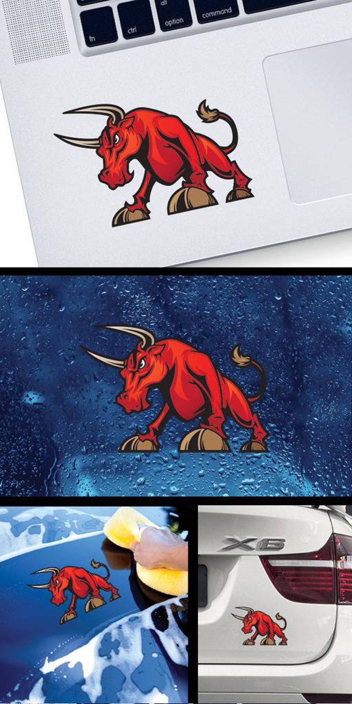 Decal Sticker Angry Bull Attack Aggressive Vivid Colors Car - Etsy