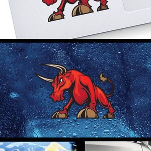 Decal Sticker Angry Bull Attack Aggressive Vivid Colors Car Decoration ...
