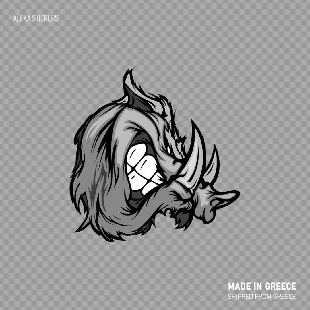 Decal Sticker Razorback Wild Pig Angry Brutal Roaring Wild Boar Swine ...