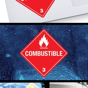 Decal Sticker Hazard Classification Class 3: Combustible Safety Sign ...