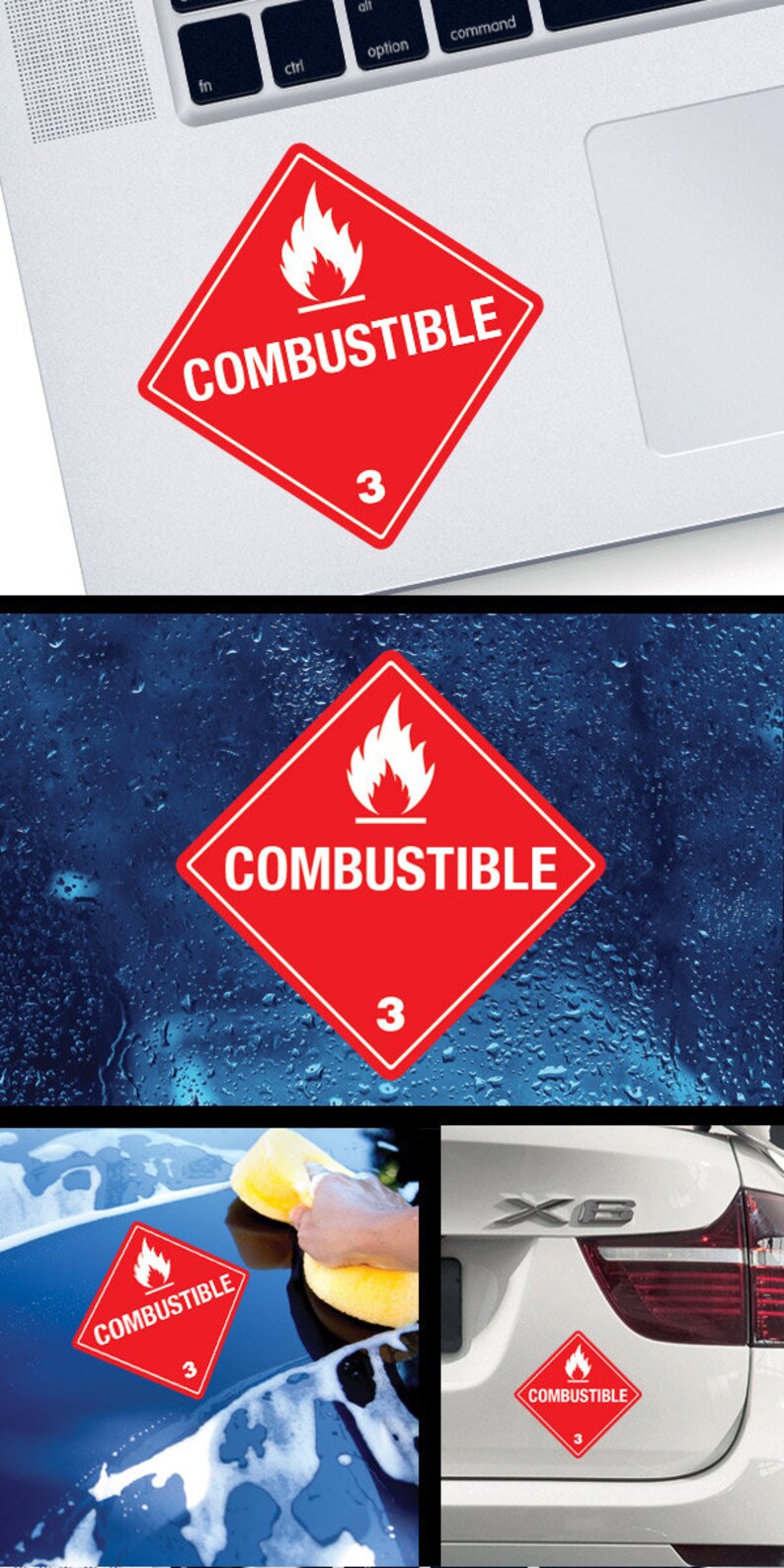 Decal Sticker Hazard Classification Class 3: Combustible Safety Sign ...