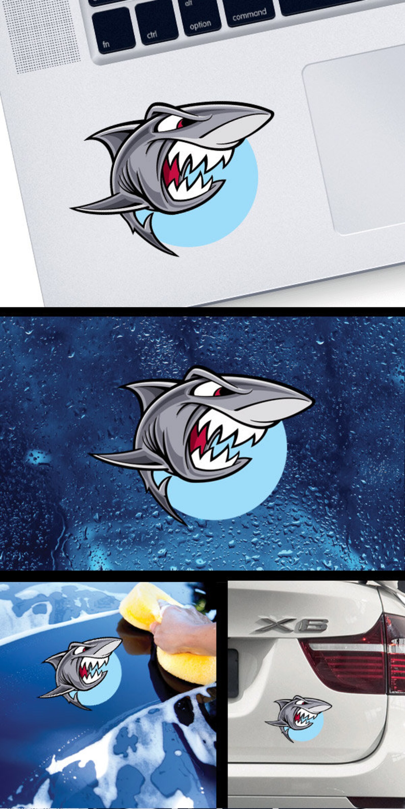 Decal Sticker Vinyl Shark Angry Bite Gray Top Quality Vinyl Angry Bite ...