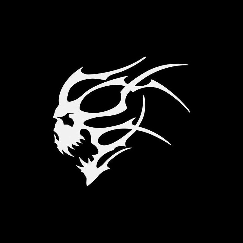 Decal Sticker Flames Skull Tribal Tattoo Style Internal External Use ...