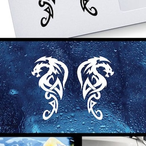 Decal Sticker Pair of Dragons Car Decoration Fantasy Tribal Art WRSX6 ...