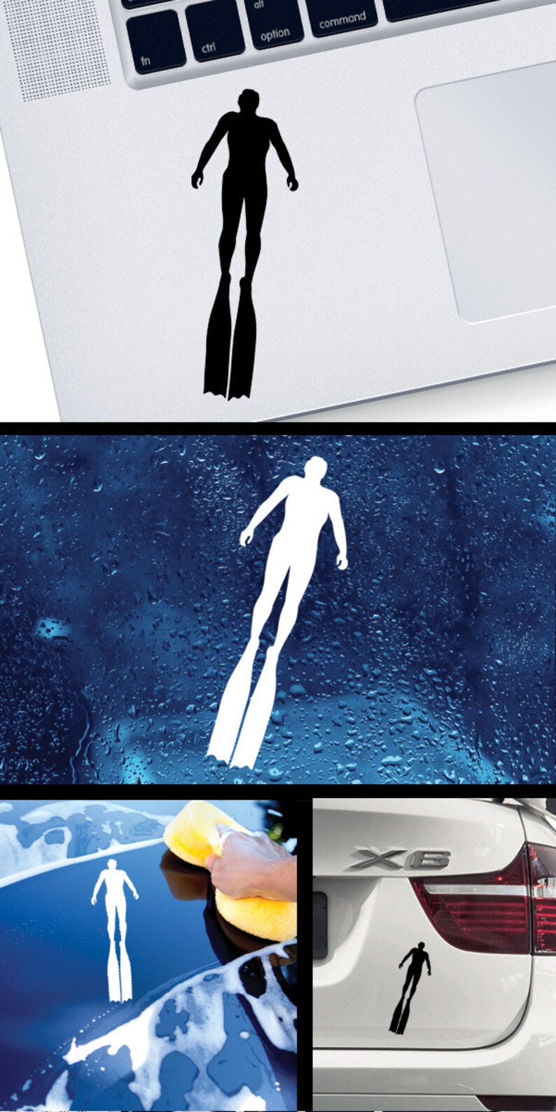 Decal Scuba Diver Apnea Diving Ocean Snorkelling Underwater - Etsy