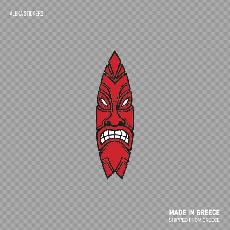 Decal Sticker Tiki Surfboard Red Beach Reef Summer Vacation Jet Ski Car ...