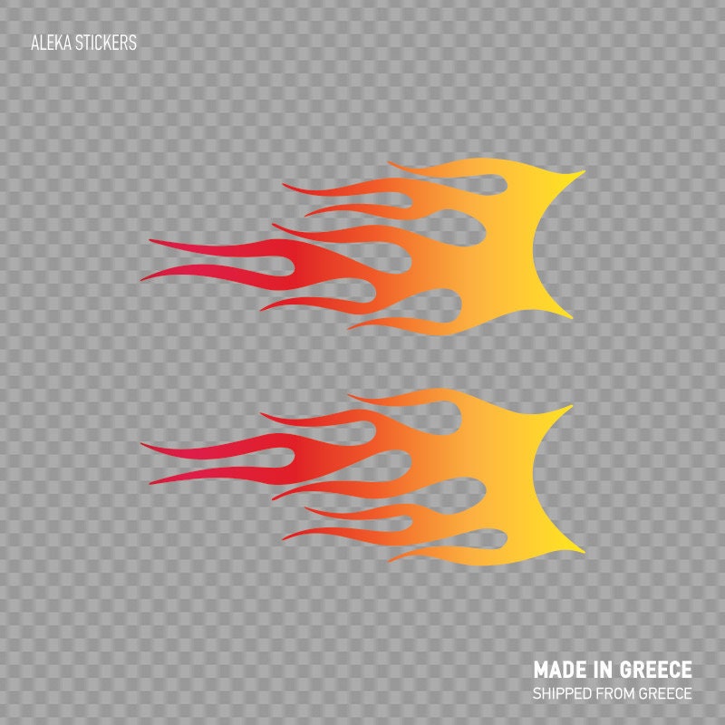 Decal Sticker Pair of Flames Red Orange Yellow Car Decoration Easy ...