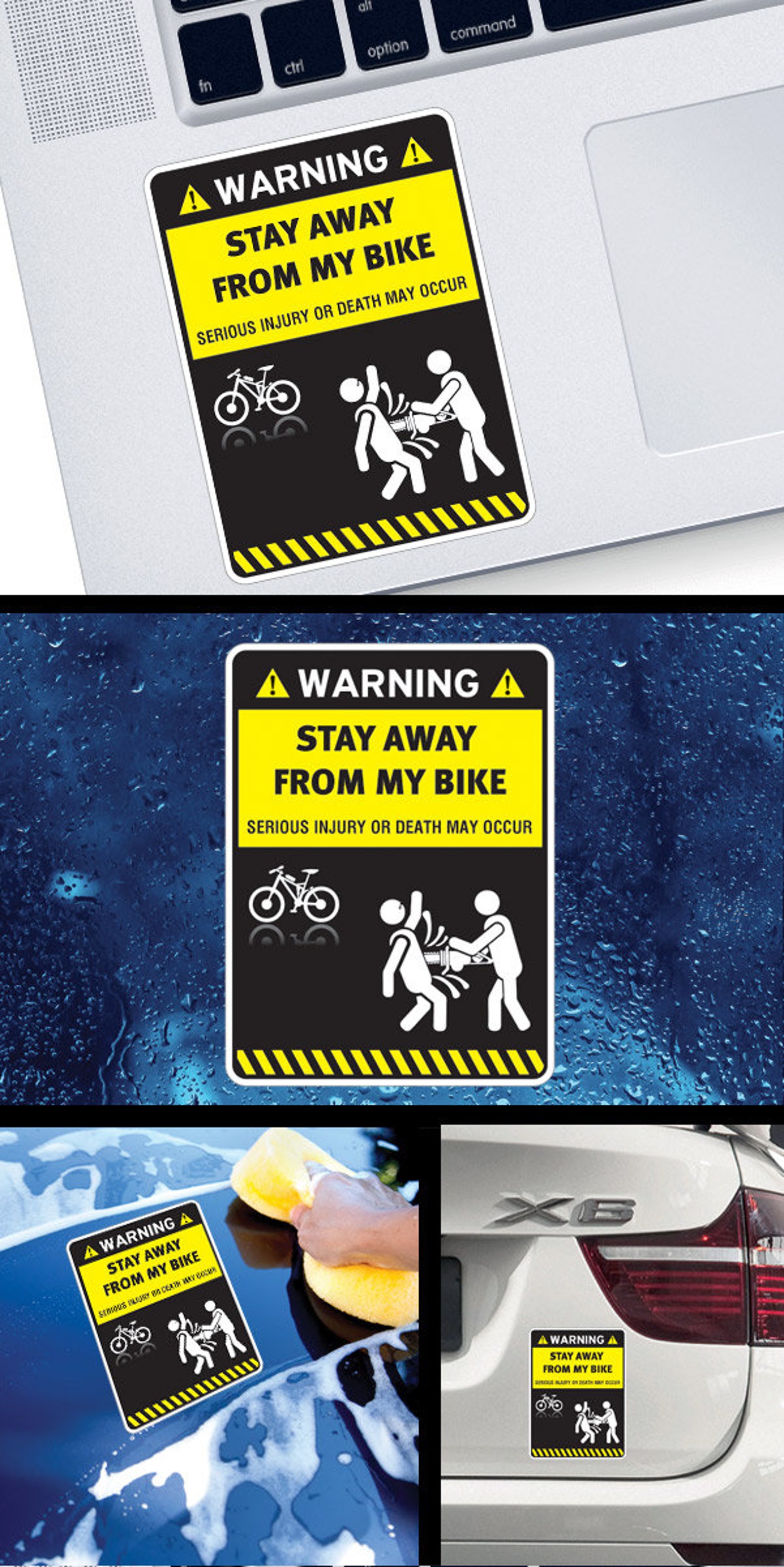 Decal Sticker Warning Sign Stay Away From My Bike Funny Sign | Etsy