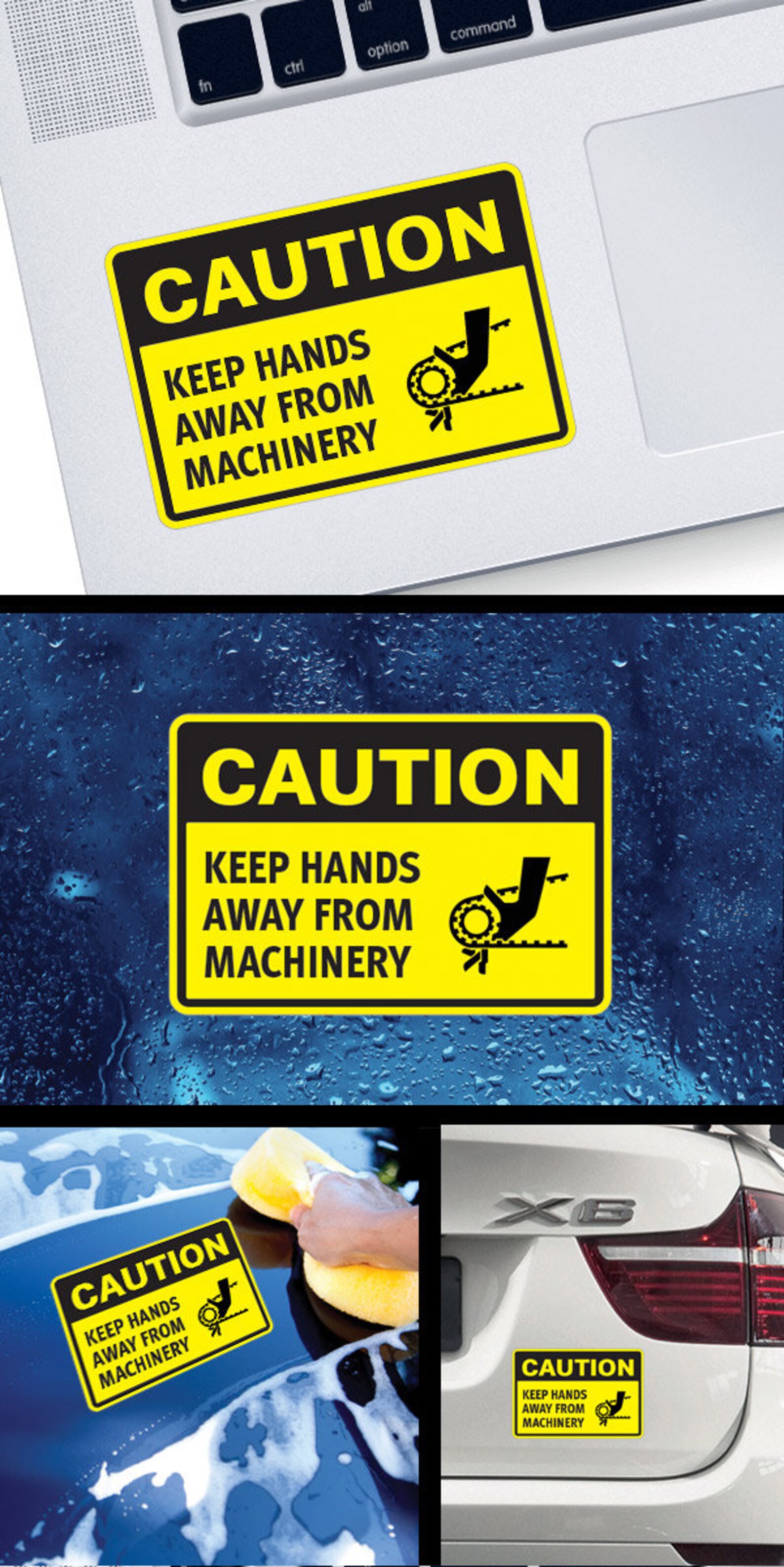 Decal Sticker Caution Keep Hands Away From Machinery Machine Mechanic ...