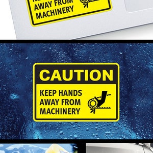 Decal Sticker Caution Keep Hands Away From Machinery Machine Mechanic ...