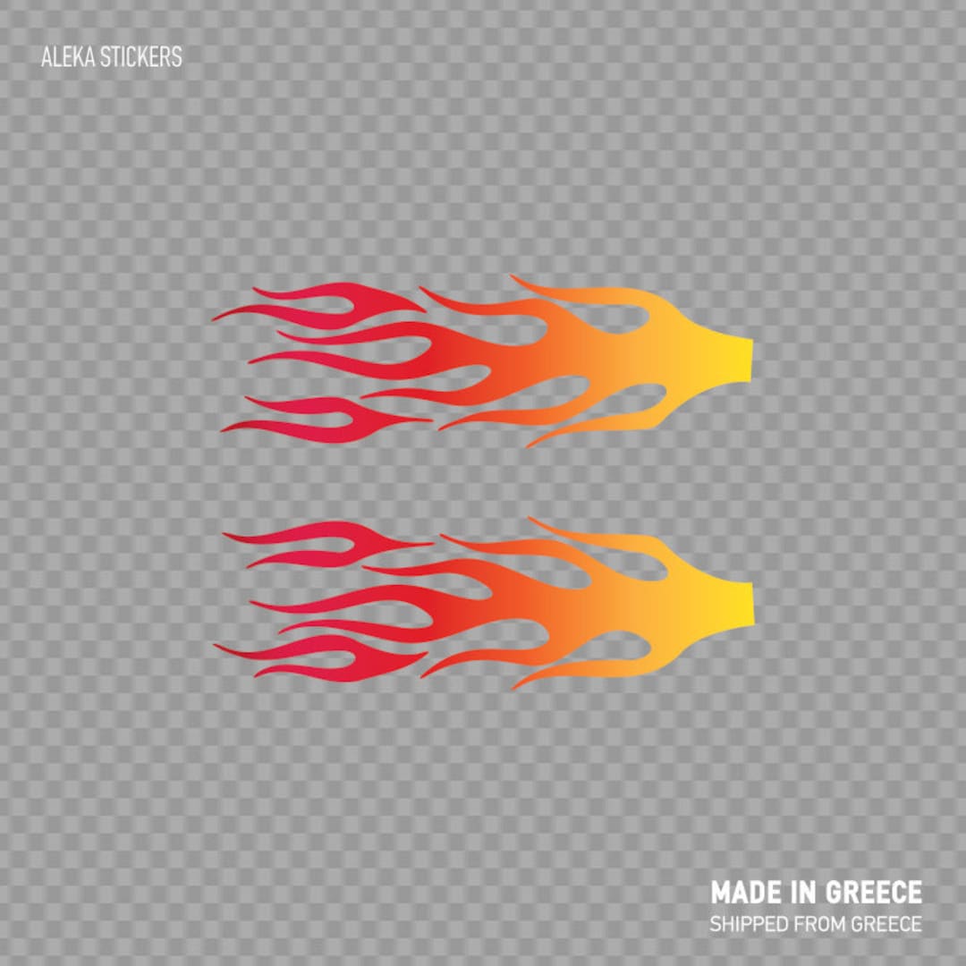 Decal Sticker Pair of Flames Red Orange Yellow Hard to Find Motorcycle ...