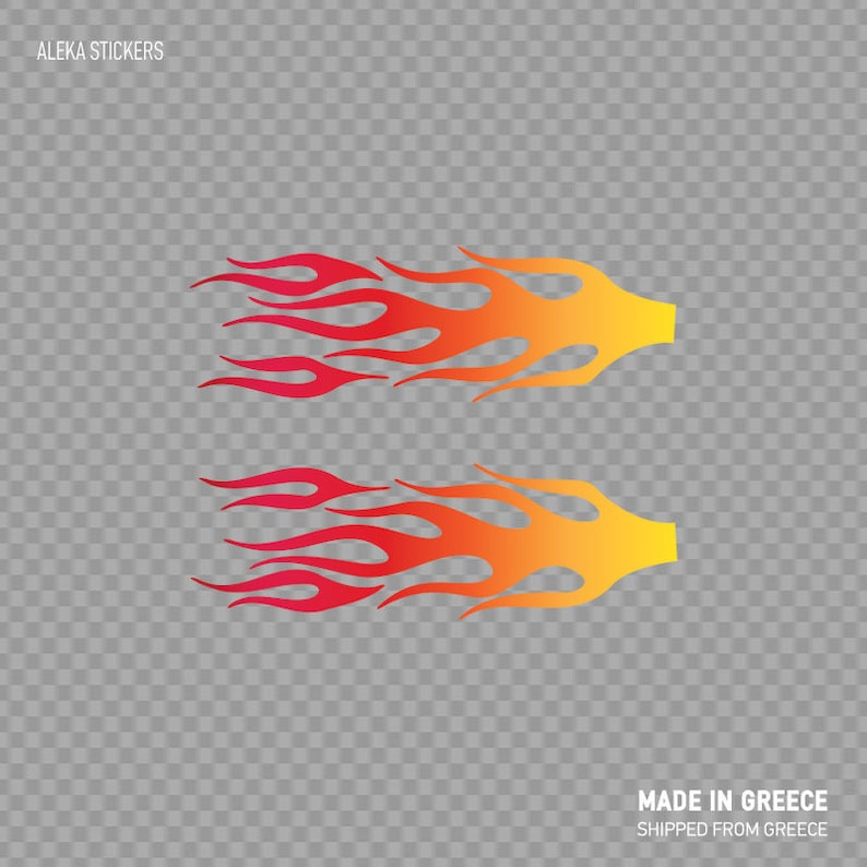 Decal Sticker Pair of Flames Red Orange Yellow Hard to Find - Etsy