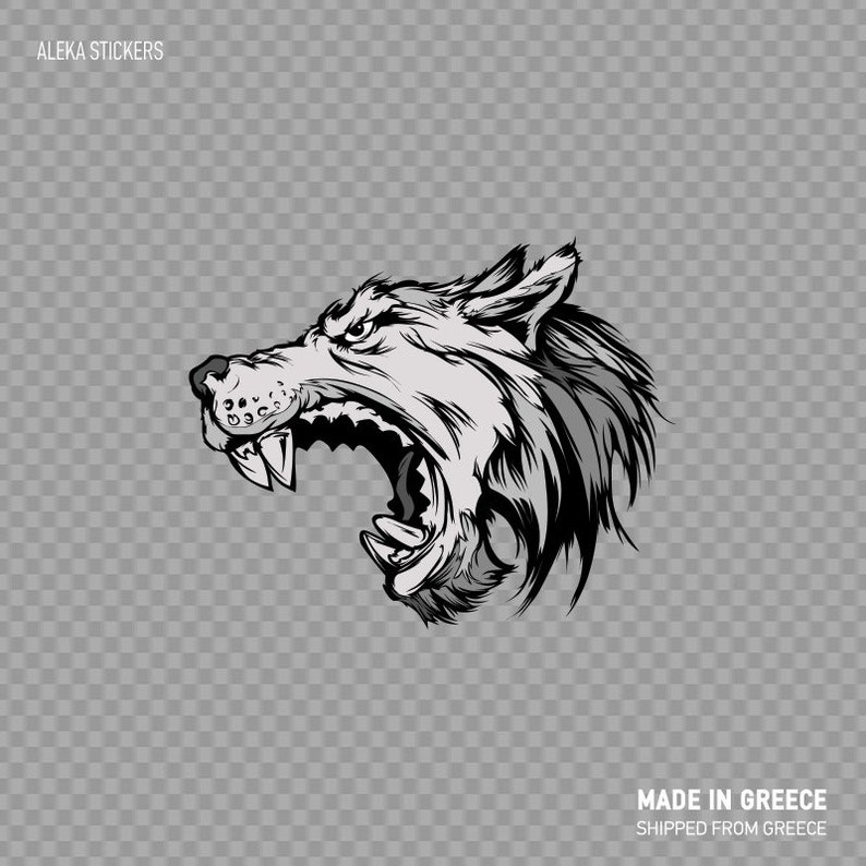Decal Sticker Wolf Head Roaring Bite Attack Aggression Gray RS256 - Etsy