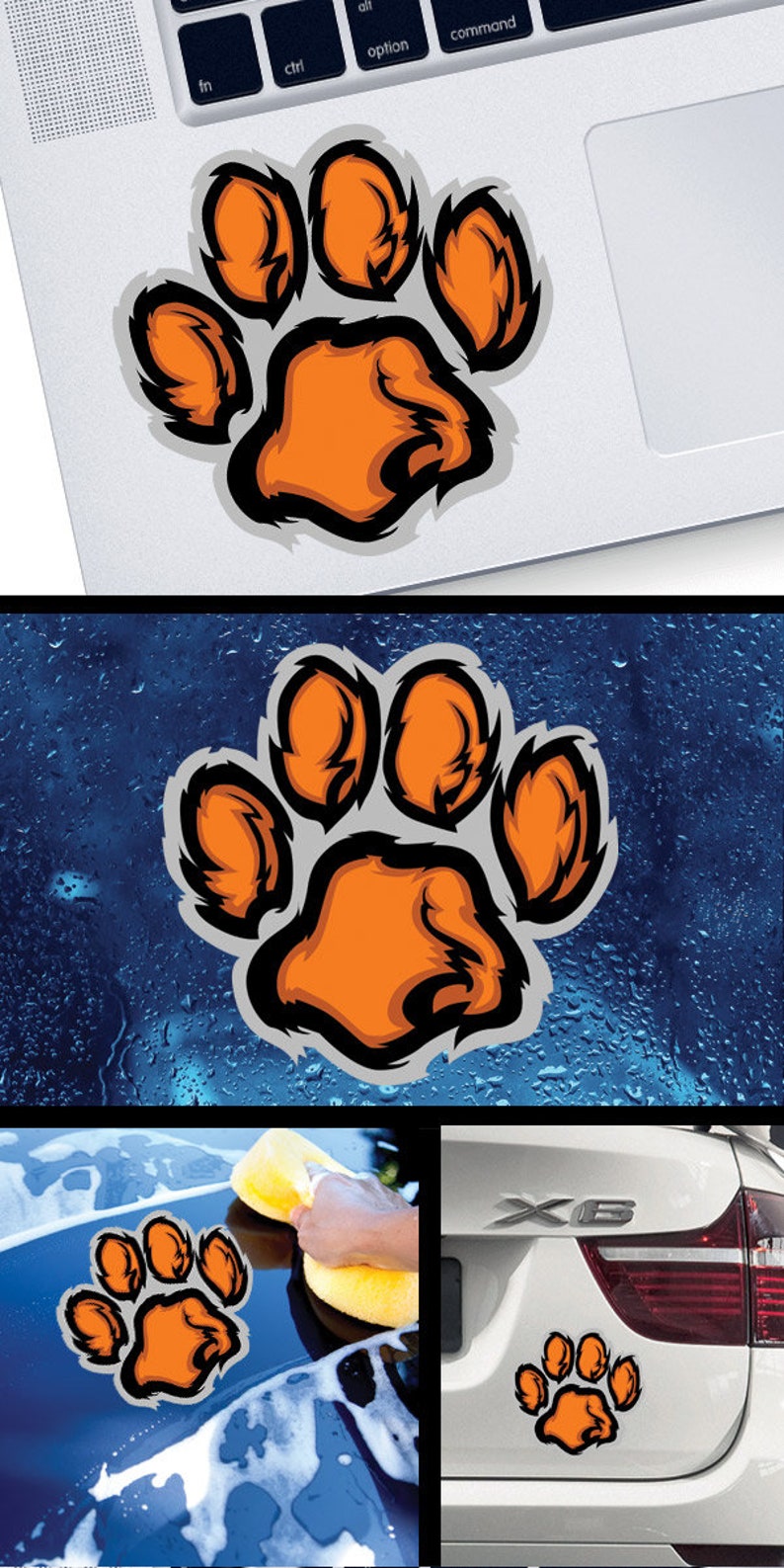 Decal Sticker Tiger Footprint Paw W9932 - Etsy
