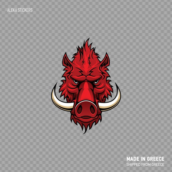 Decal Sticker Wild Pig Hog Boar Head Razorback Brutal Red | Etsy