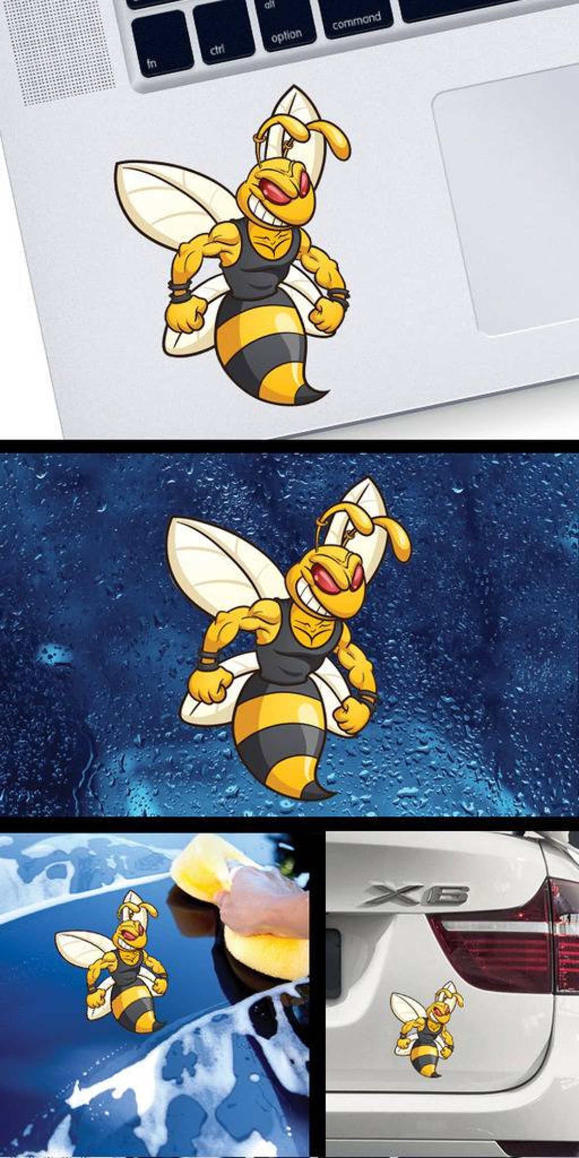 Decal Sticker Bee Hornet Wasp Guardian Bodybuilding Aggressive Cartoon ...