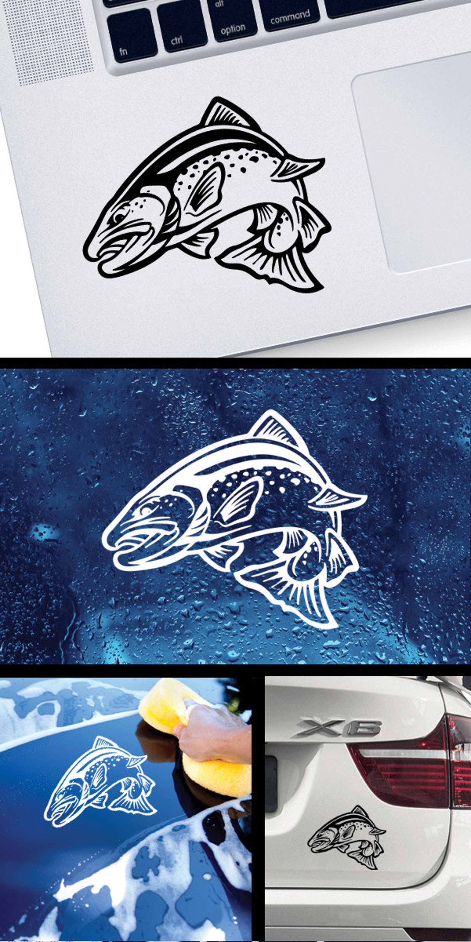 Decal Sticker Salmon Fish Fishing Store Decoration Freshwater Fishing ...