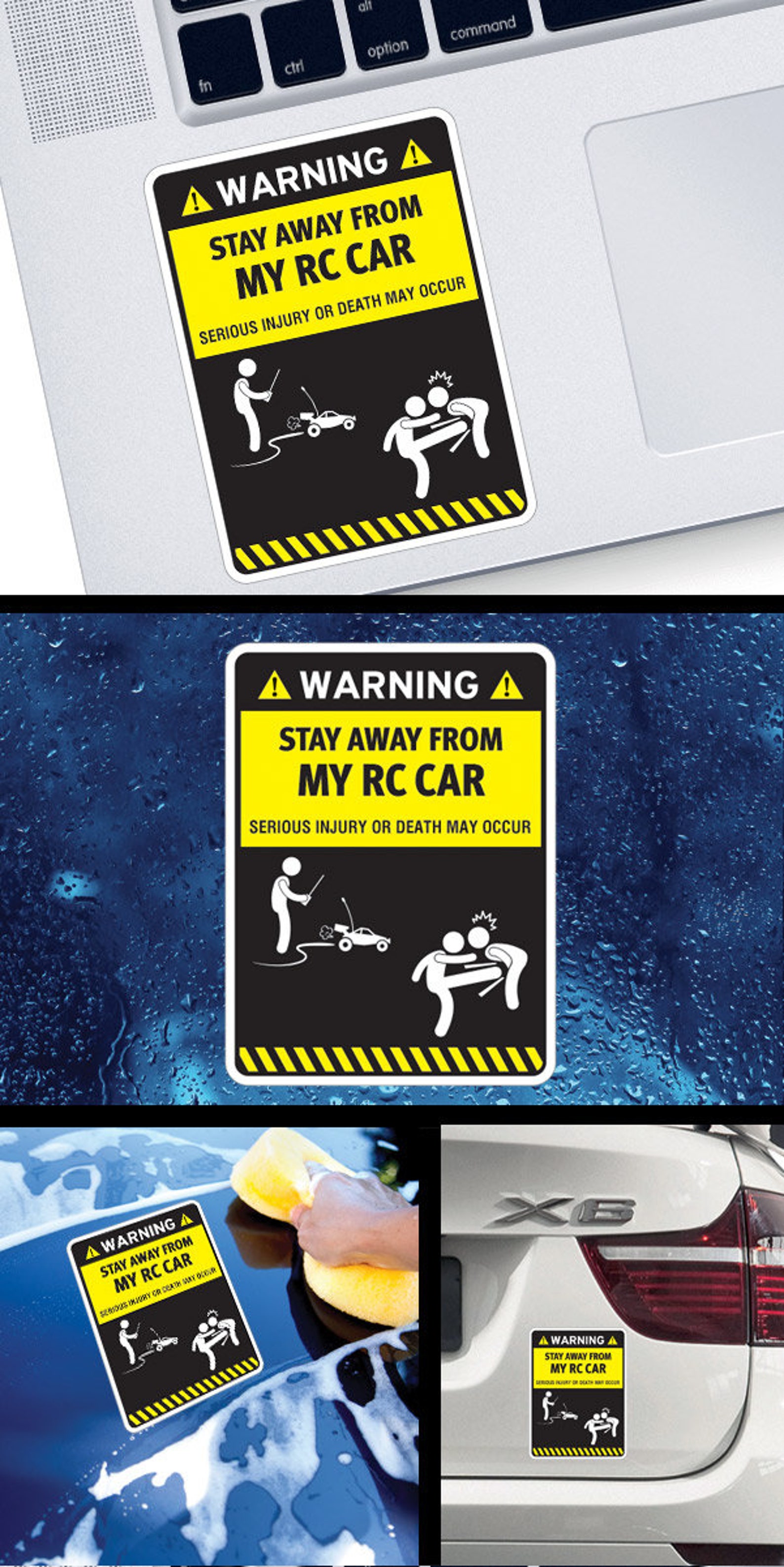 Decal Sticker Funny Stay Away From My Rc Car Information Warning Sign ...