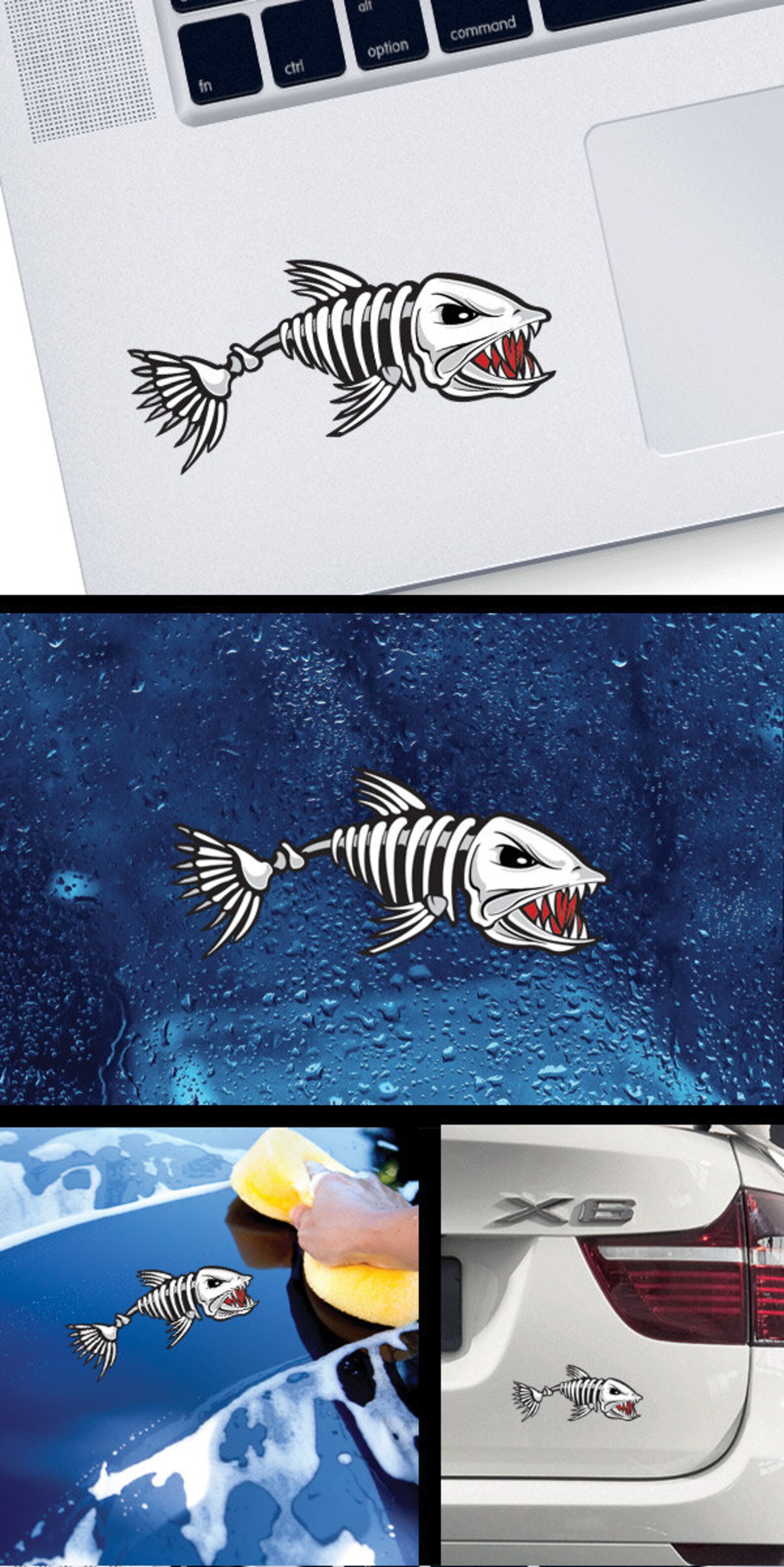 Decal Sticker Fish Skeleton Bones Fishing Store Decoration | Etsy