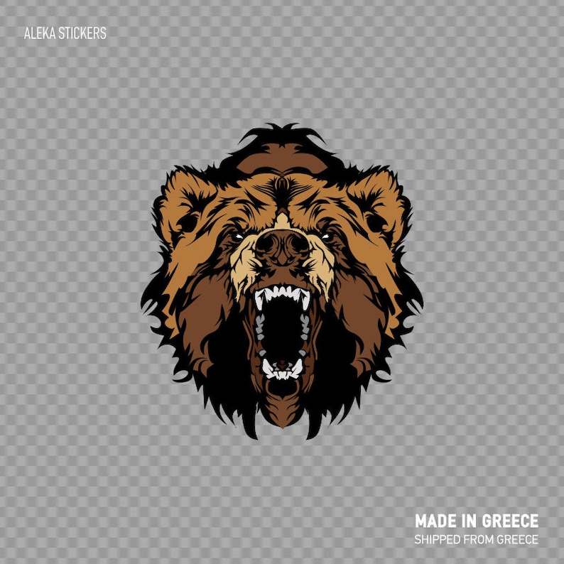 Decal Sticker Angry Grizzly Power Bear Forest Mountain Nature Top ...