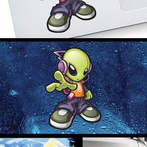 Decal Sticker Super Cool Alien Dj Music Urban Style Room Decoration Top ...