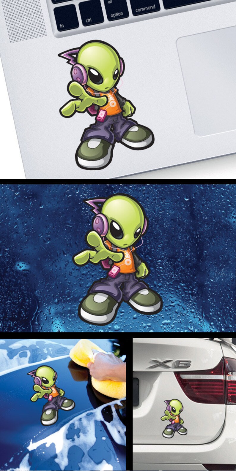Decal Sticker Super Cool Alien Dj Music Urban Style Room Decoration Top ...