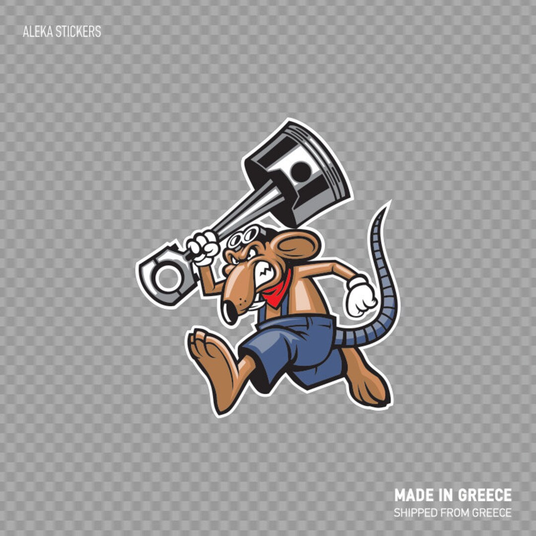 Decal Sticker Rat the Mechanic Running Machine Engineer Automobiles ...