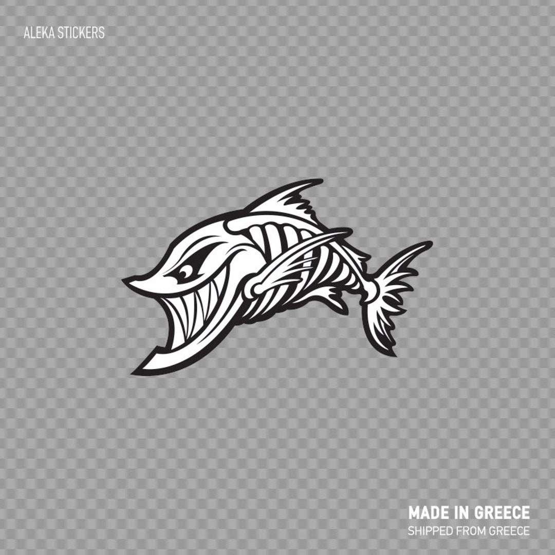 Decal Sticker Angry Fishbone Figure Skull Skeleton Boat Bait the Hook ...