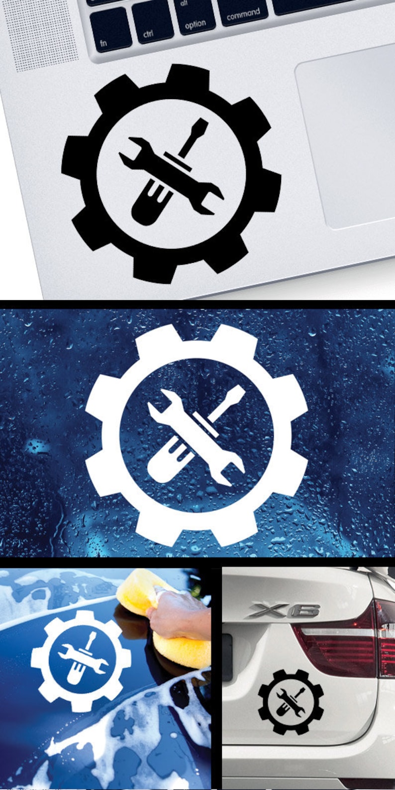 Decal Sticker Mechanic Engineering Symbol Auto-moto Repair Motorbike ...