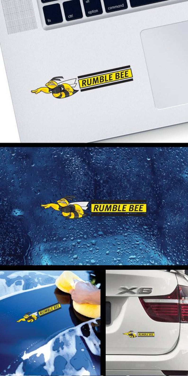 Decal Sticker Rumble Bee Aggressive Honey Insect Racing Speed Vivid ...