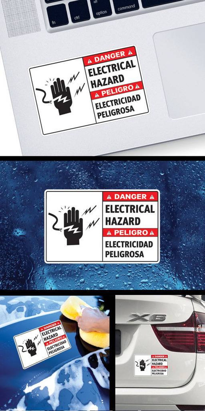 Decal Sticker Danger Electrical Hazard / Peligro, Electricidad ...