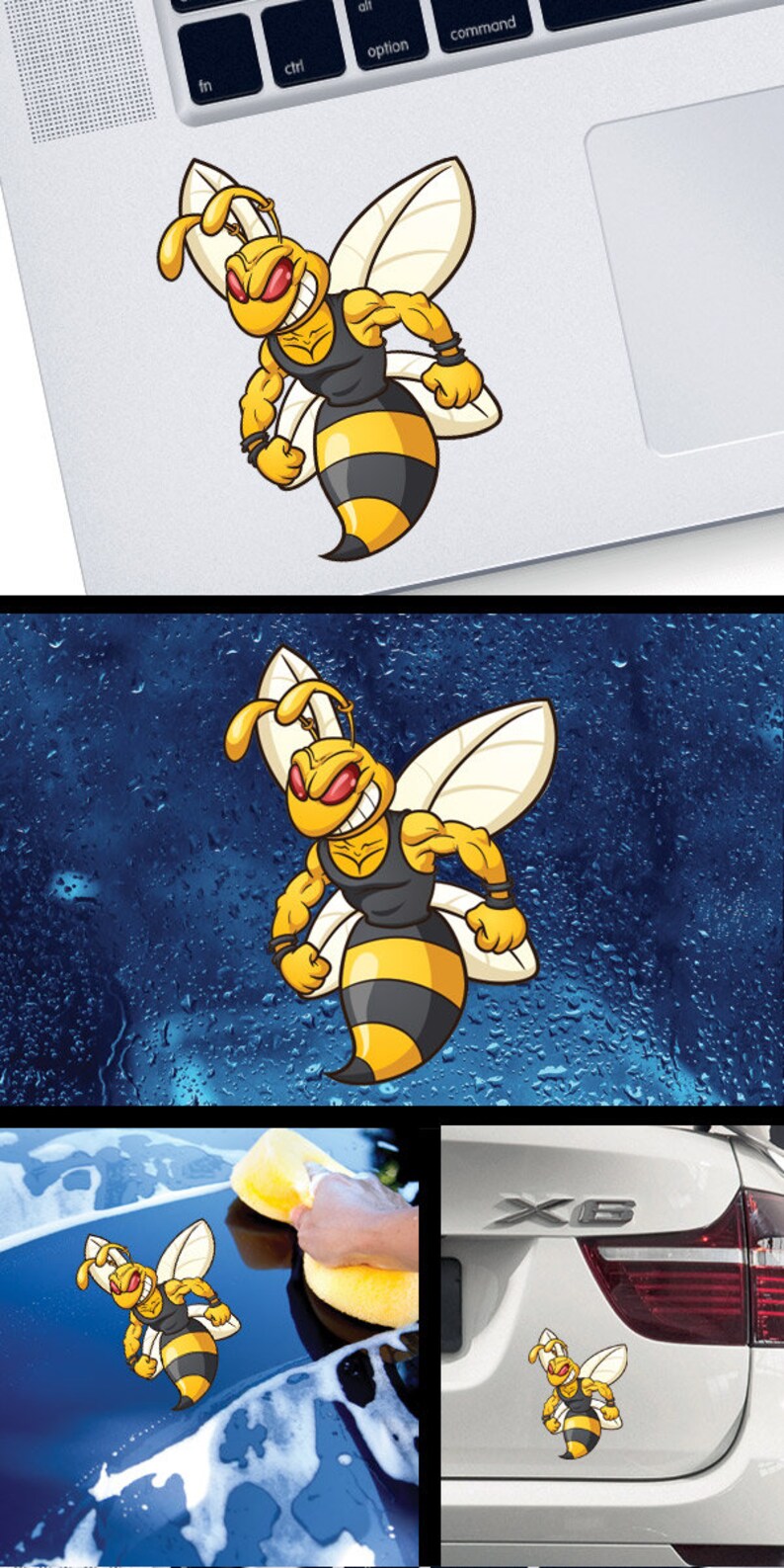 Decal Sticker Bee Hornet Wasp Guardian Cartoon Aggressive - Etsy