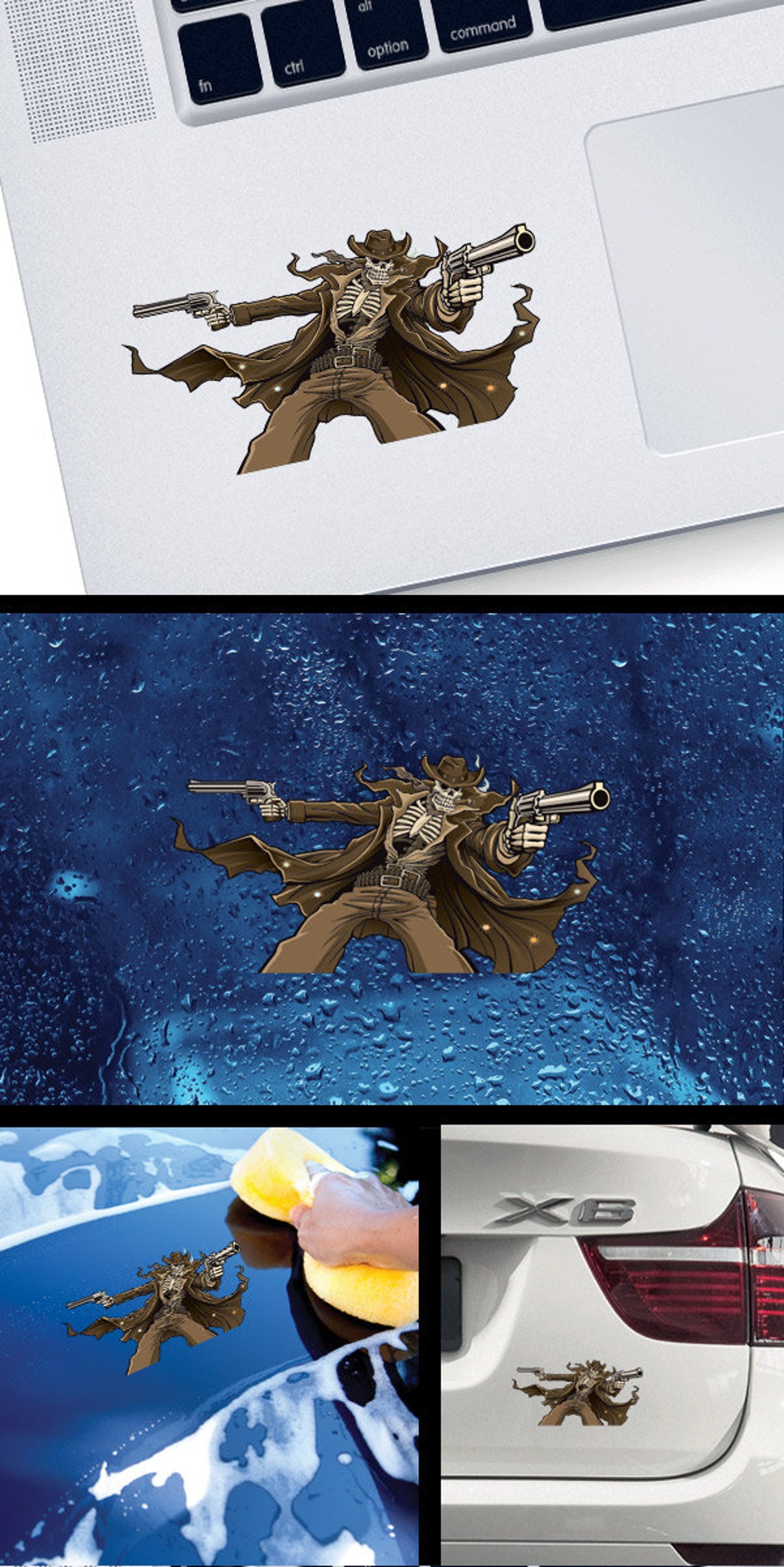 Decal Sticker Outlaw Skeleton Cowboy With Guns Outlaw Chief | Etsy