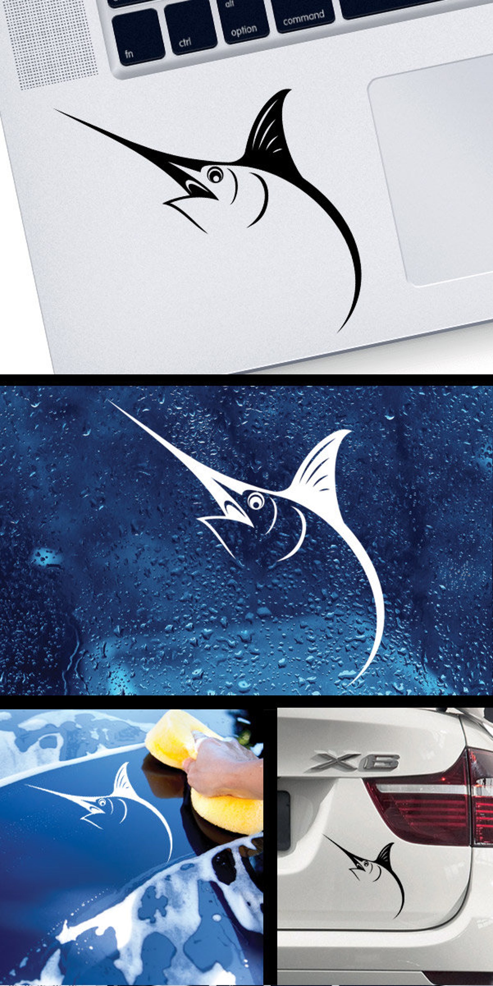 Decal Sticker Marlin Sailfish Fishing Boat Decoration Store | Etsy