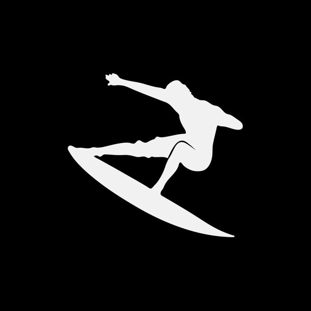 Decal Sticker Surfer Figure Beach Reef Surfboard Summer Travel Vacation ...