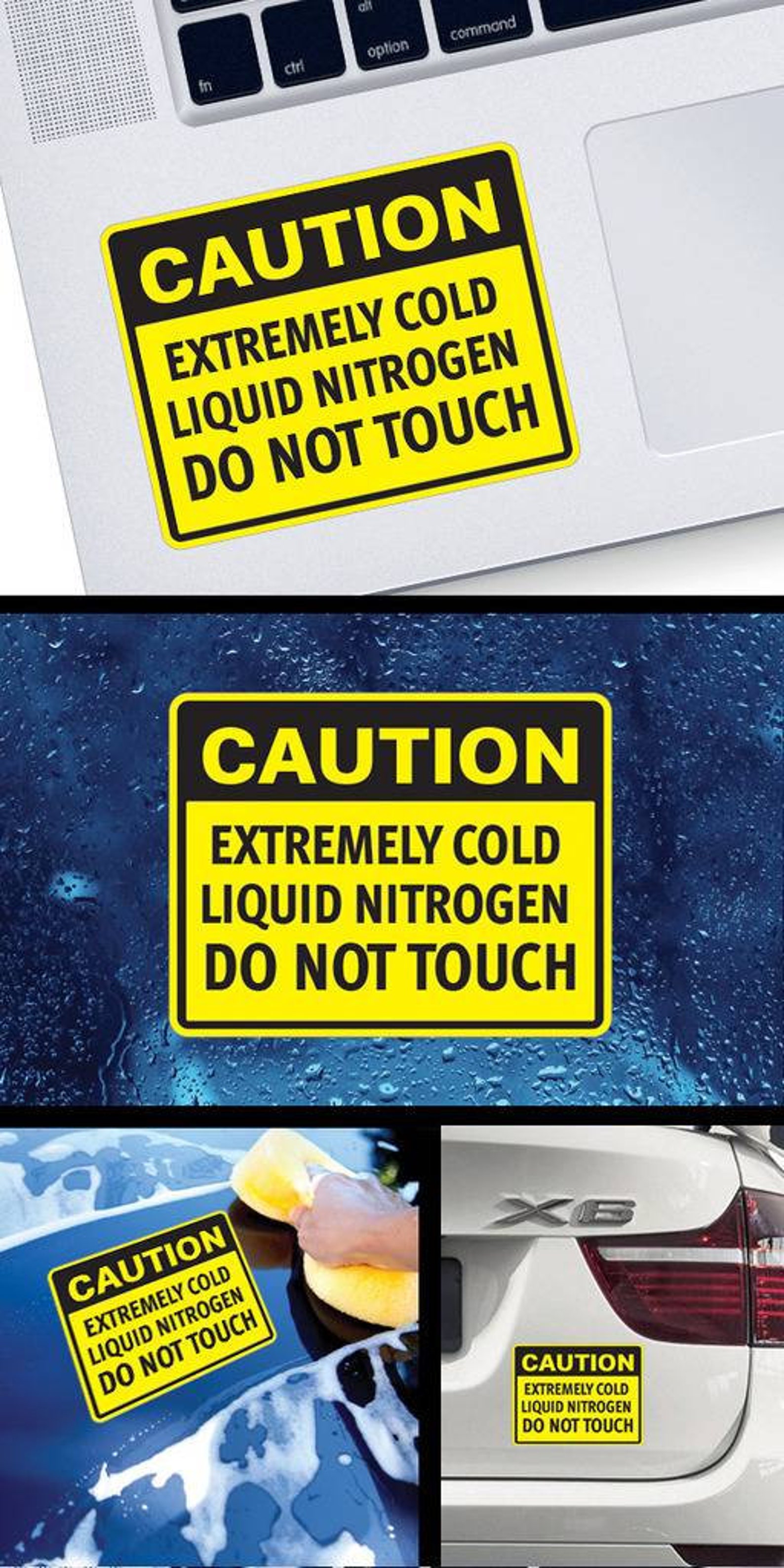 Decal Sticker Caution Extremely Cold Liquid Nitrogen Do Not Touch ...