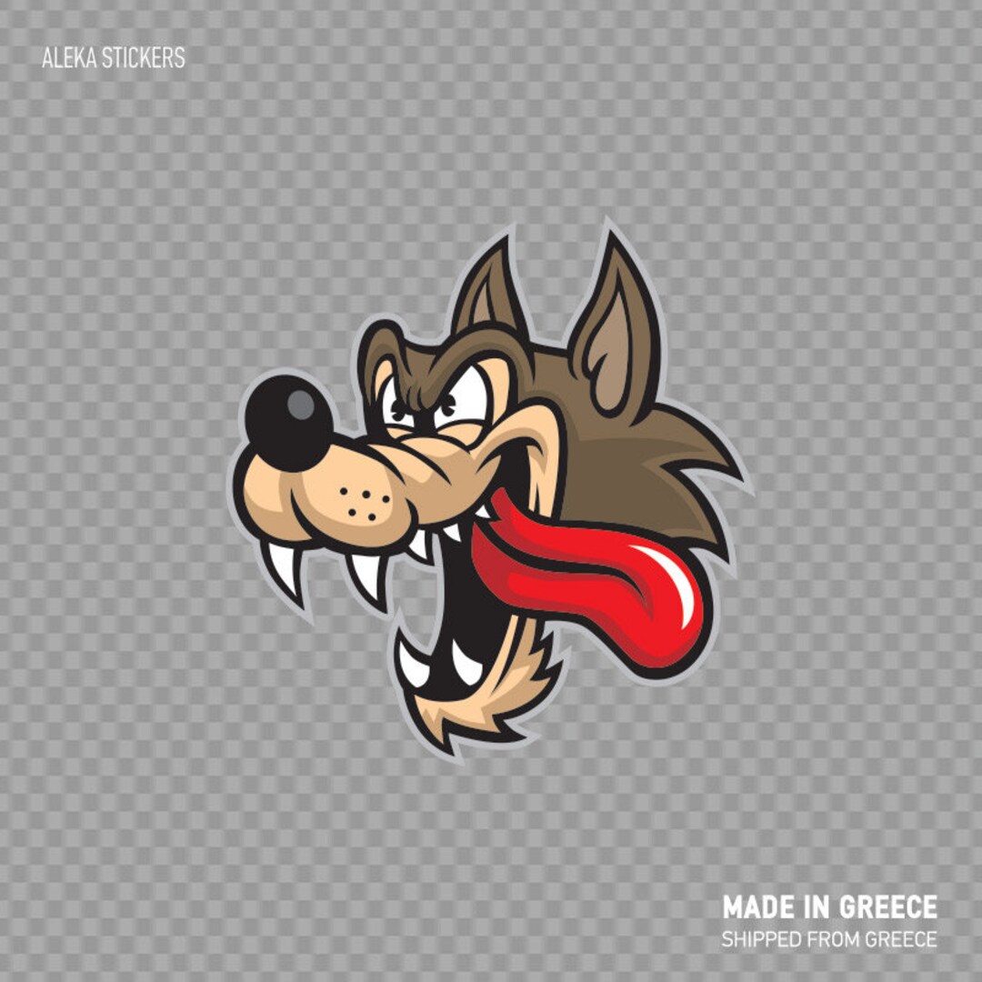 Decal Sticker Wolf Head Cartoon Forest Hangry Smile Smart Cartoon X3862 ...