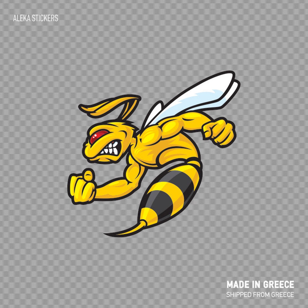 Decal Sticker Bee Hornet Fighter Attack Aggression Helmet Vivid Colors ...