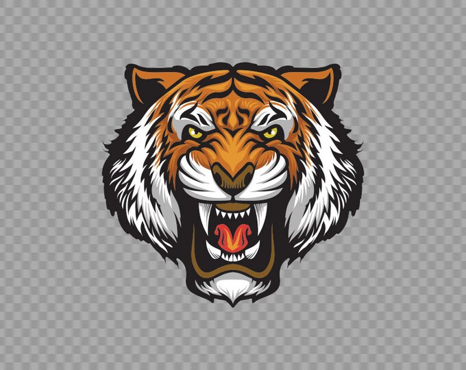 Decal Sticker Angry Tiger Head Screaming Roaring Attack Aggression ...