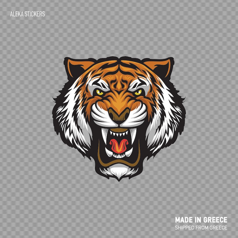 Decal Sticker Angry Tiger Head Screaming Roaring Attack Aggression ...