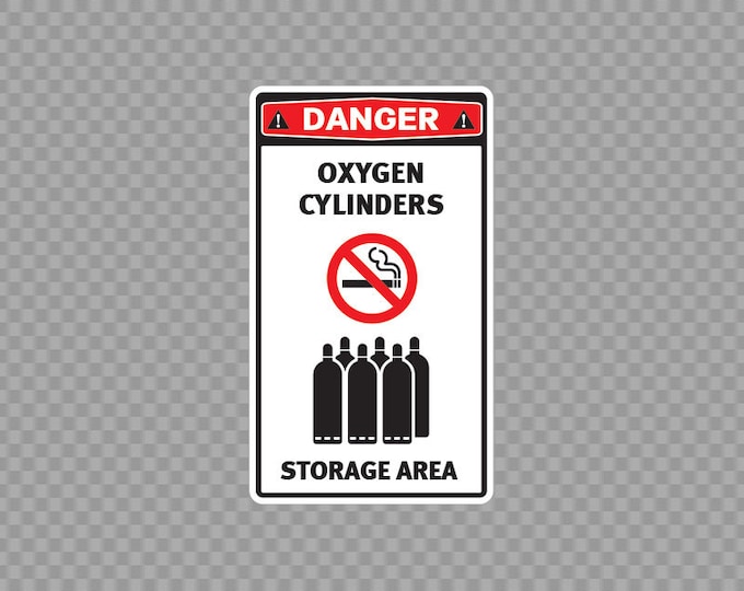 Decal Sticker Oxygen Cylinders. Storage Area. No Smoking. Safety Sign ...