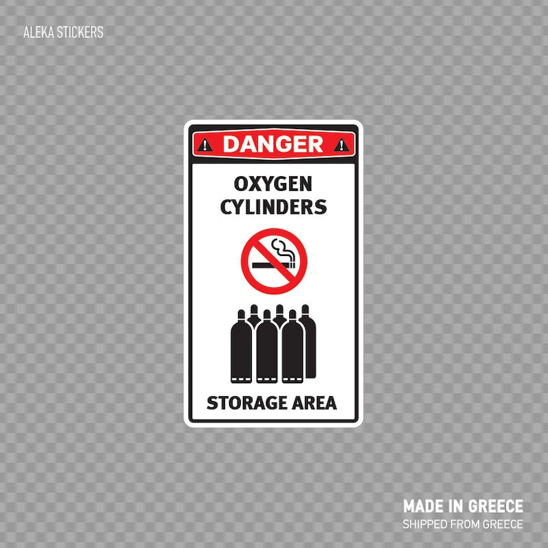 Decal Sticker Oxygen Cylinders. Storage Area. No Smoking. Safety Sign ...