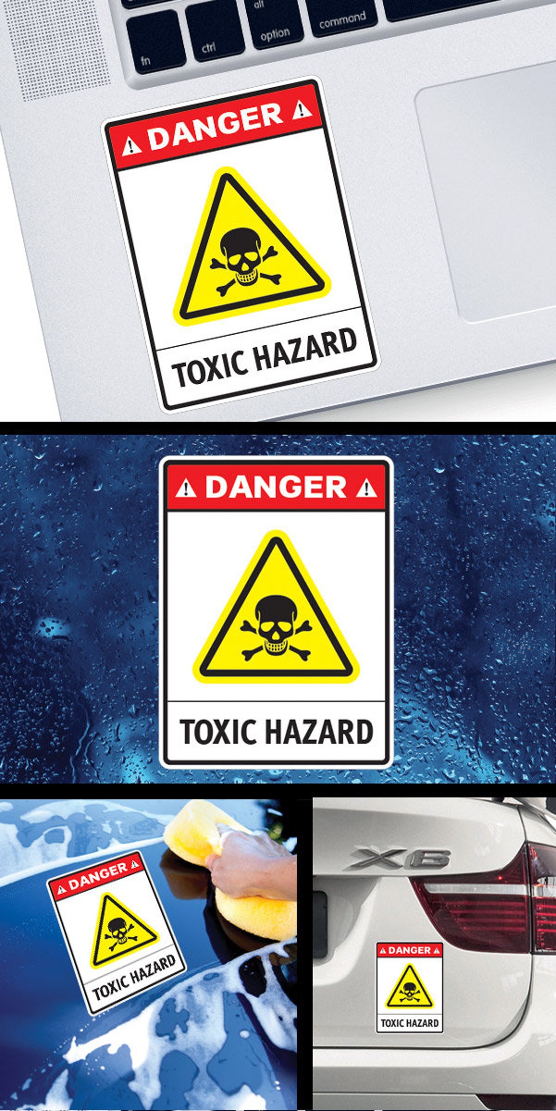 Decal Sticker Danger Toxic Hazard Chemical Sign Quality Signage Clear ...