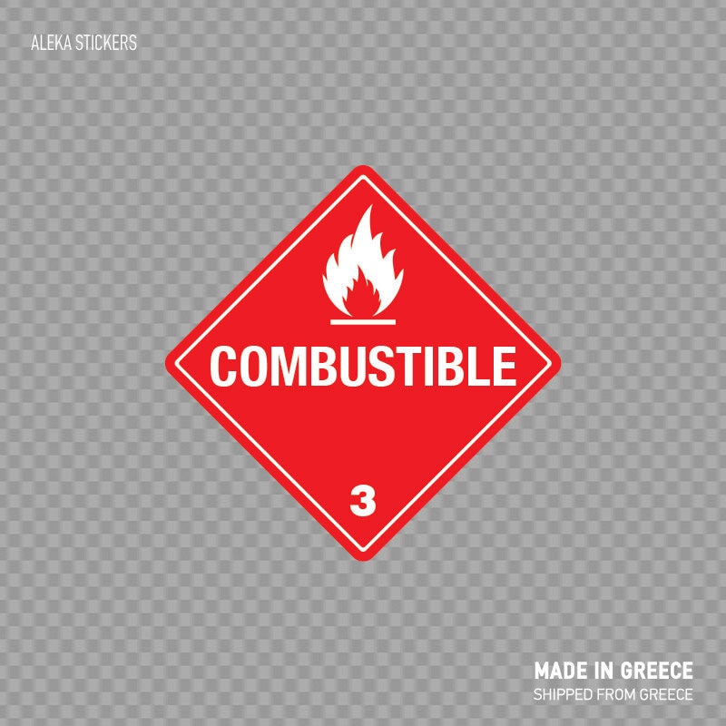 Decal Sticker Hazard Classification Class 3: Combustible Safety Sign ...
